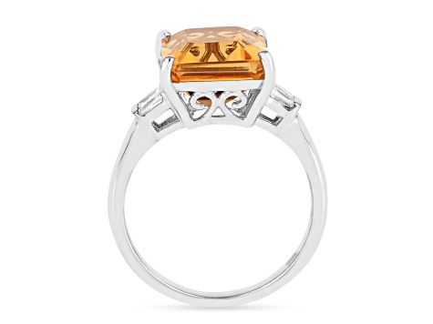 Citrine with White Zircon Accents Rhodium Over Sterling Silver ...