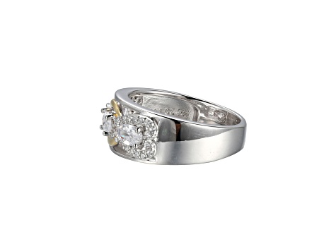 White Cubic Zirconia Platinum and 18k Yellow Gold Over Sterling Silver Ring 1.26ctw - 19KK9A ...