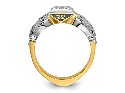 10K Two-tone Yellow and White Gold with Enamel and Diamond 32nd ...