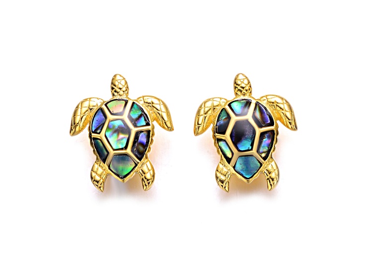 14k Gold Plated over Sterling Silver Shimmering Abalone Shell Inlay Sea ...