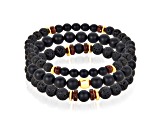 Invicta Jewelry Men's Matte Black Agate, Lava and Hematite Stone Bead ...