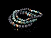 Invicta Jewelry Men's Moss Agate, Lava and Hematite Stone Bead Stretch ...