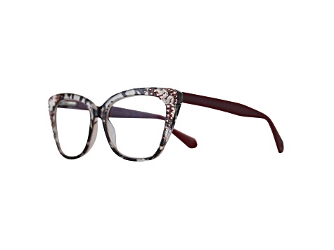 Red Crystal Square Frame Reading Glasses. Strength 1.50 - 1B41SA | JTV.com