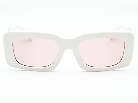 Versace White Rectangular Frame / Pink Lenses Sunglasses - 1BNQRA | JTV