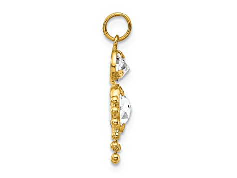 10k Yellow Gold White Diamond Simulant April Birthstone and Clear Cubic ...