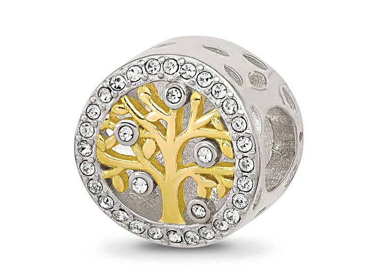 Sterling Silver Crystal and Gold-tone Family Tree Bead - 1BT2BA | JTV