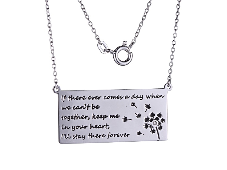 White Diamond Accent Rhodium Over Sterling Silver Love Note Necklace ...