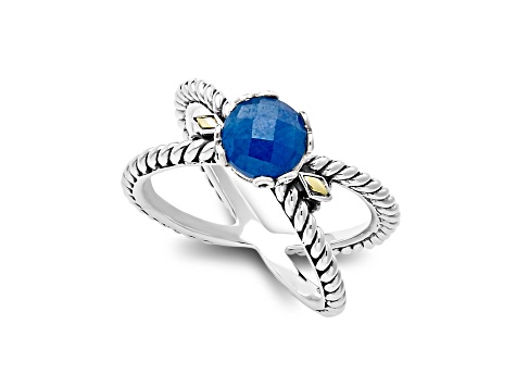Silver Treasures by Samuel B. Blue Sapphire Sterling Silver with 18K ...