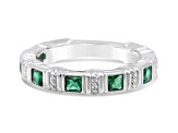 Judith Ripka Emerald Simulant Rhodium Over Sterling Silver Band Ring 0 ...