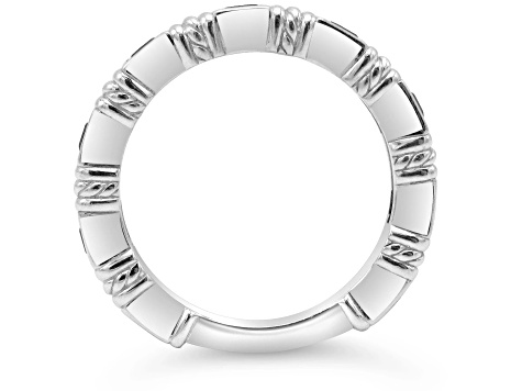 Judith Ripka Emerald Simulant Rhodium Over Sterling Silver Band Ring 0 ...