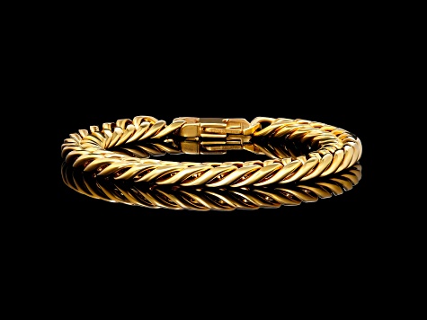 Invicta Jewelry Men's Double Curb Yellow Plated Bracelet (11.5mm) - 8. ...
