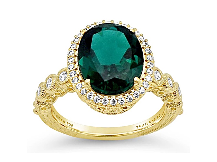 Judith Ripka Emerald Simulant With Bella Luce® Diamond Simulant 14k ...