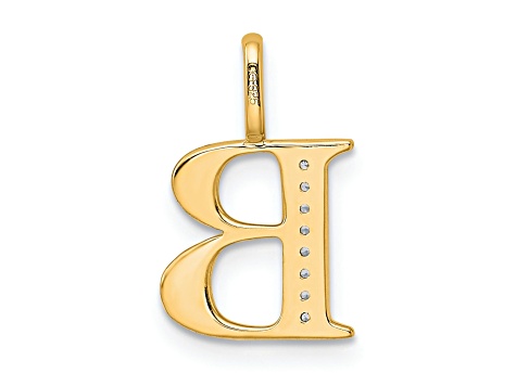 14K Yellow Gold Diamond Letter B Initial Pendant - 1CSX8AB | JTV