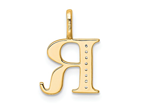 14K Yellow Gold Diamond Letter R Initial Pendant - 1CSX8AR | JTV