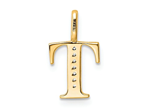 14K Yellow Gold Diamond Letter T Initial Pendant - 1CSX8AT | JTV