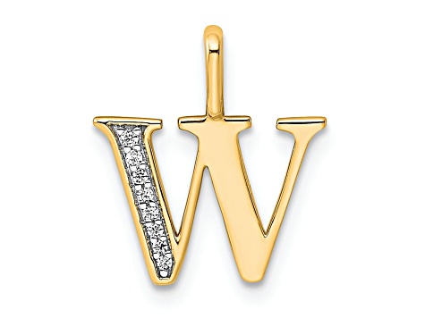 14K Yellow Gold Diamond Letter W Initial Pendant - 1CSX8AW | JTV