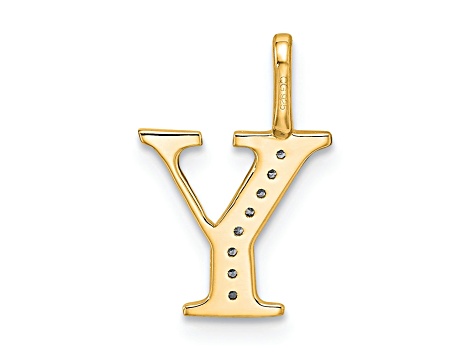14K Yellow Gold Diamond Letter Y Initial Pendant - 1CSX8AY | JTV