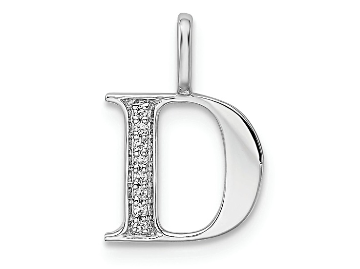 14K White Gold Diamond Letter D Initial Pendant - 1CSX8D | JTV