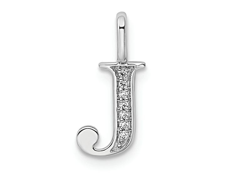 14K White Gold Diamond Letter J Initial Pendant - 1CSX8J | JTV