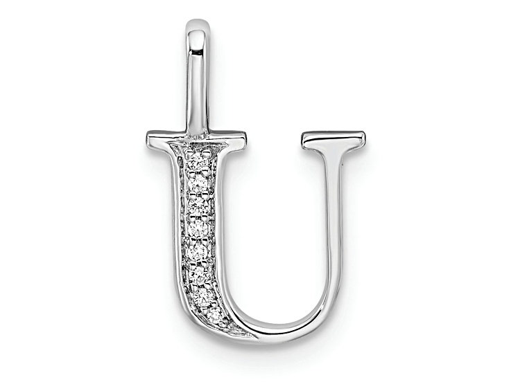 14K White Gold Diamond Letter U Initial Pendant - 1CSX8U | JTV