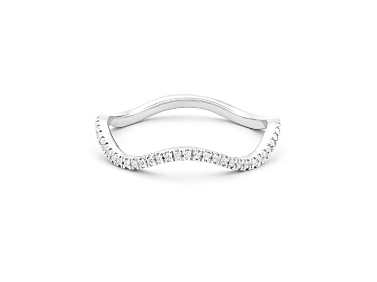 White Diamond Rhodium Over Sterling Silver Make Waves Stackable Ring 0.10ctw - 1CZ8DA | JTV