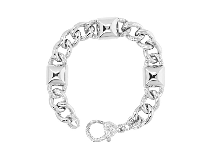 Judith Ripka Rhodium Over Sterling Silver Cairo Soft Link Bracelet ...