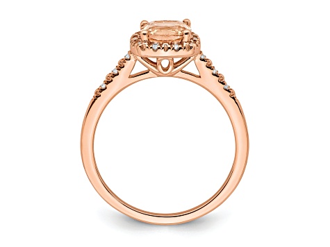 14K Rose Gold Morganite Diamond Halo Engagement Ring - 1D6J8A | JTV