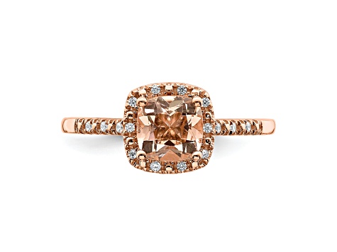 14K Rose Gold Morganite Diamond Halo Engagement Ring - 1D6J8A | JTV