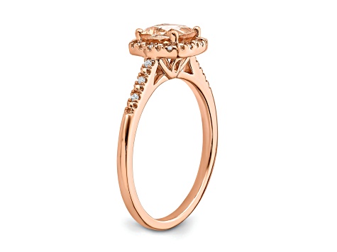 14K Rose Gold Morganite Diamond Halo Engagement Ring - 1D6J8A | JTV