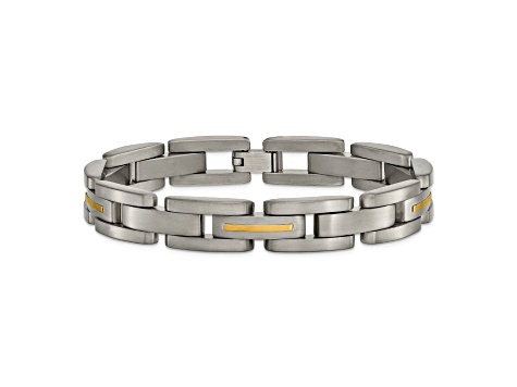 Titanium with 14k Inlay Brushed Bracelet - 1DM18A | JTV