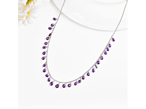 Purple Amethyst Multi Gemstone Rhodium Over Sterling Silver Drop ...