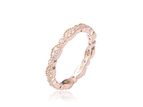 White Sapphire 14K Rose Gold Over Sterling Silver Eternity Band Ring, 0 ...