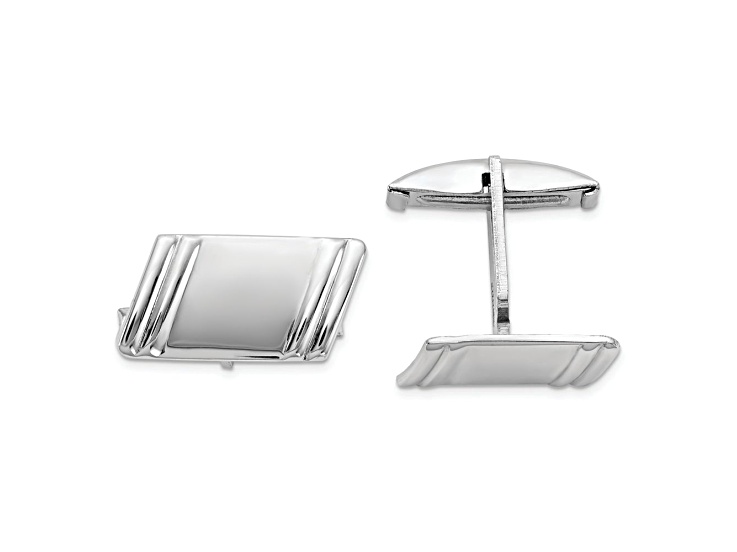 Sterling Silver Rhodium-plated Diagonal Stripes Cuff Links - 1DTJ3A | JTV