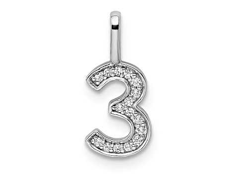 Rhodium Over 14k White Gold Diamond Number 3 Pendant - 1FN2ND | JTV