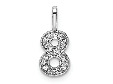 Rhodium Over 14k White Gold Diamond Number 8 Pendant - 1FN2NI | JTV