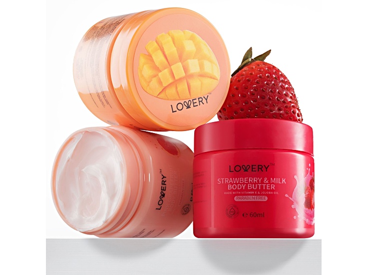 Lovery Whipped Body Butter Creams in Mango, Pink Grapefruit, Strawberry ...