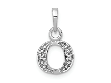 Rhodium Over 10k White Gold Accent Diamond Letter O Initial Pendant ...