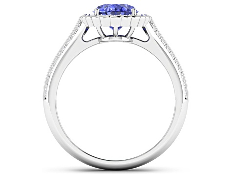 Oval Purple Tanzanite Diamond Bridge 14K White Gold Ring - 1JPTWG | JTV