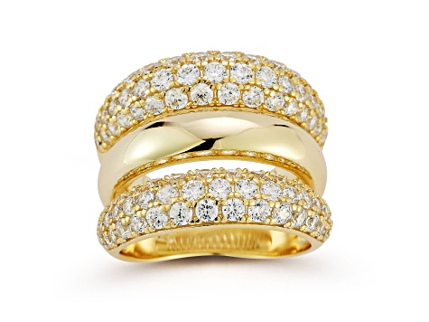 Rachel Zoe 14K Yellow Gold Over Sterling Silver Cubic Zirconia Triple ...