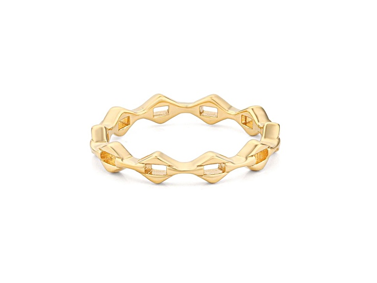 14K Yellow Gold Over Sterling Silver Pointed Link Stackable Ring ...