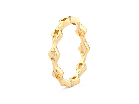 14K Yellow Gold Over Sterling Silver Pointed Link Stackable Ring ...