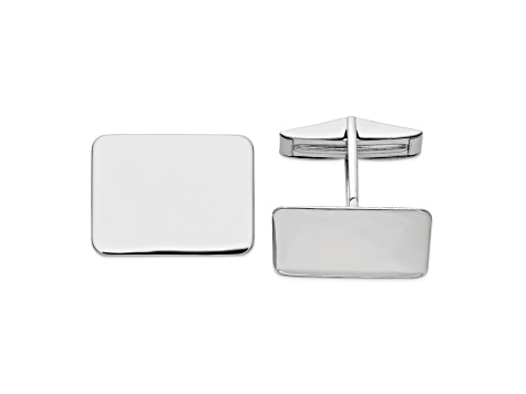 14k White Gold Men's Rectangular Cuff Links - 1L3D8A | JTV