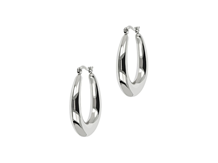 Sophisticated Steel Polished Oval Hoop - 1L6RGB | JTV