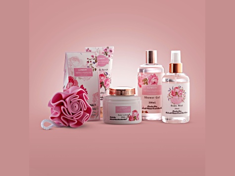 Lovery Home Spa Gift Basket - Wild Rose & Raspberry Leaf Scent - 7pc ...