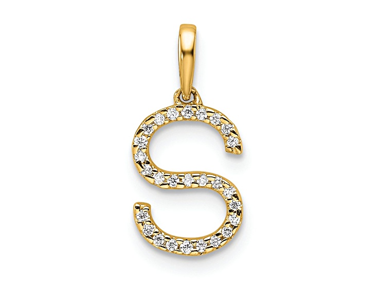 10k Yellow Gold Diamond Letter S Initial Pendant - 1MWCRS | JTV