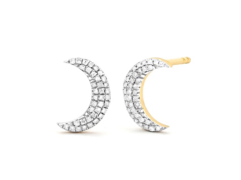 White Diamond 14K Yellow Gold Over Sterling Silver Mini Moons Stud ...
