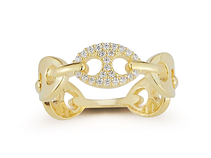Sterling Statements 14K Yellow Gold Over Sterling Silver Pave Mariner ...