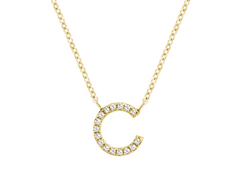 10K Yellow Gold Block Yellow Diamond Initial Letter C Pendant with ...