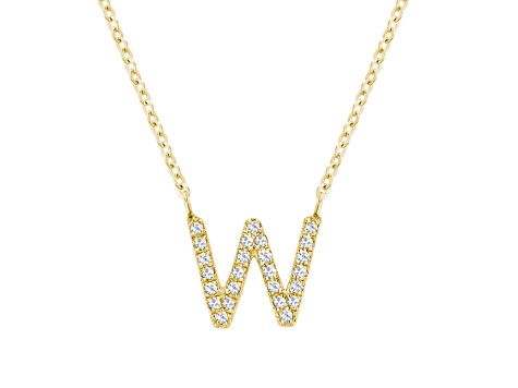 10K Yellow Gold Block Yellow Diamond Initial Letter W Pendant with ...