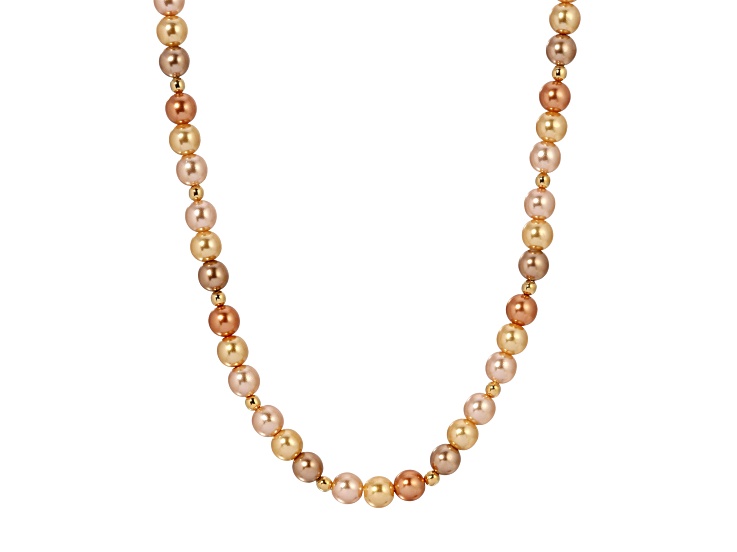 Yellow Base Metal Multi Color Round Bead Necklace 17 inch Adj. - 1OP3HA ...